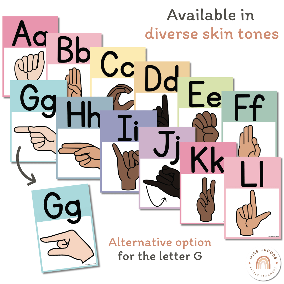 ASL Alphabet Posters - American Sign Language - Simply Pastel - MJLL