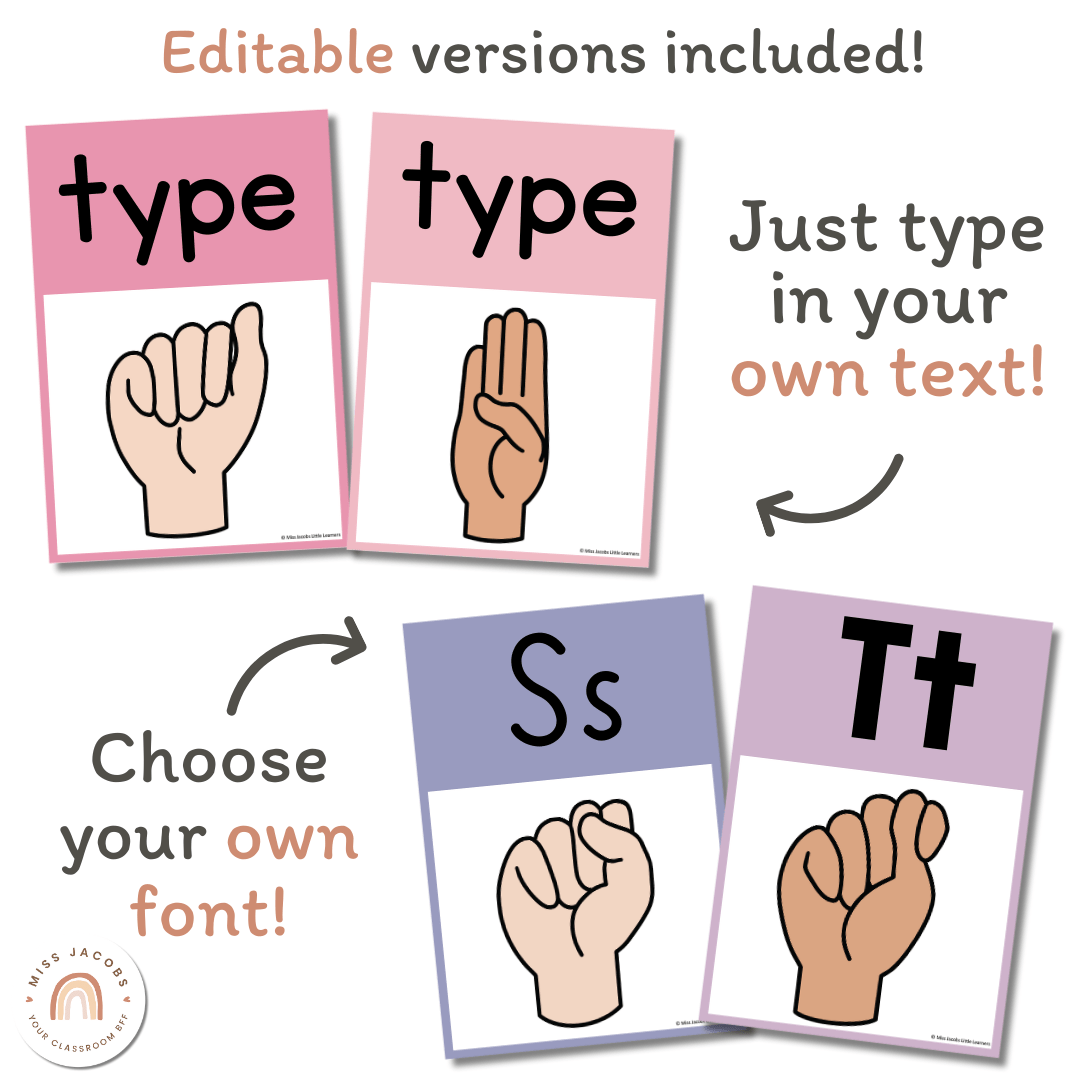 ASL Alphabet Posters - American Sign Language - Simply Pastel - MJLL