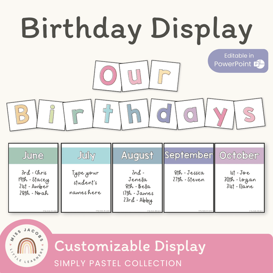 Birthday Display | Simple Pastels – Miss Jacobs Little Learners