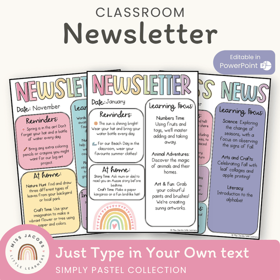 Simple Pastels Classroom Newsletter Templates – Miss Jacobs Little Learners