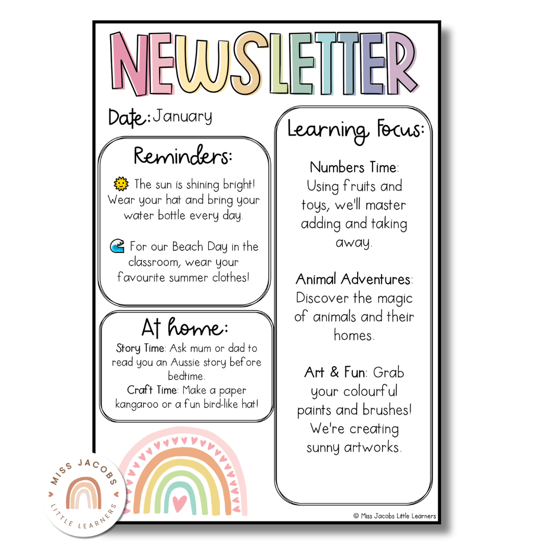 Simple Pastels Classroom Newsletter Templates - Default Title
