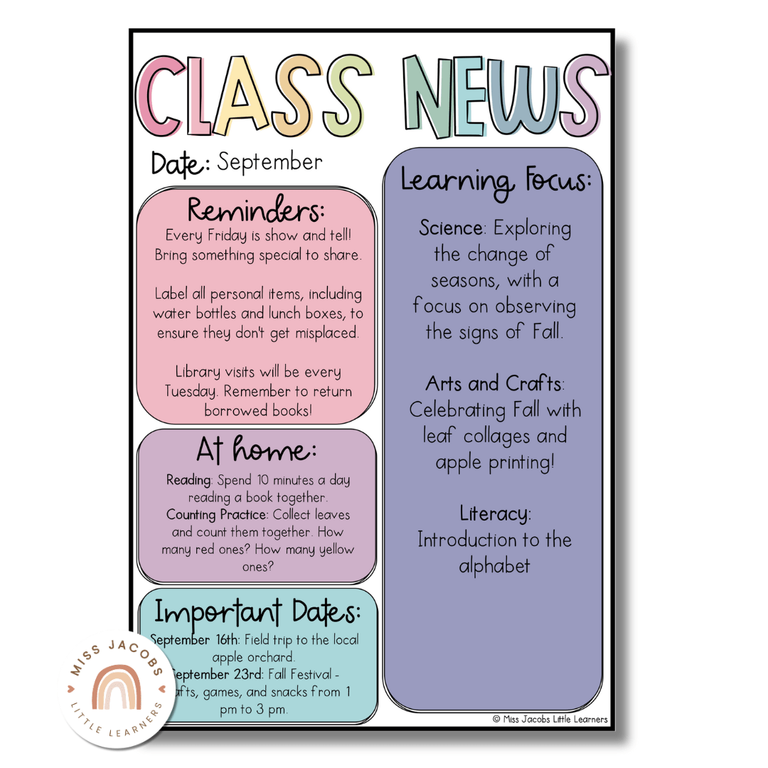 Simple Pastels Classroom Newsletter Templates - Default Title