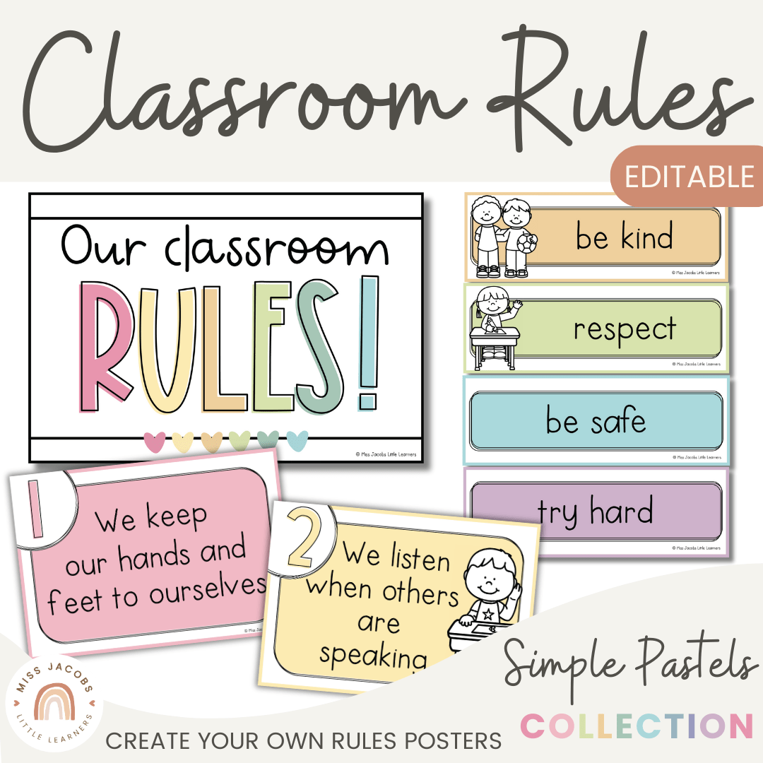 Simple Pastels Classroom Rules Posters