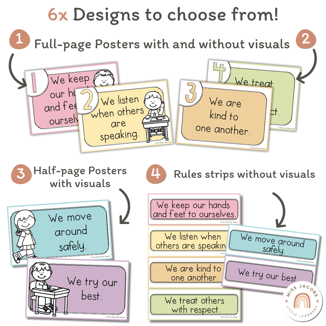 Simple Pastels Classroom Rules Posters