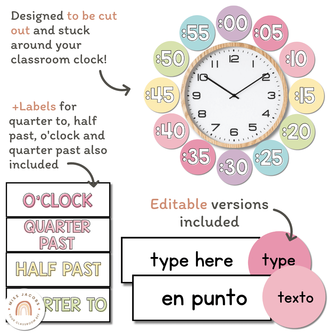 Clock Numbers | Simple Pastels