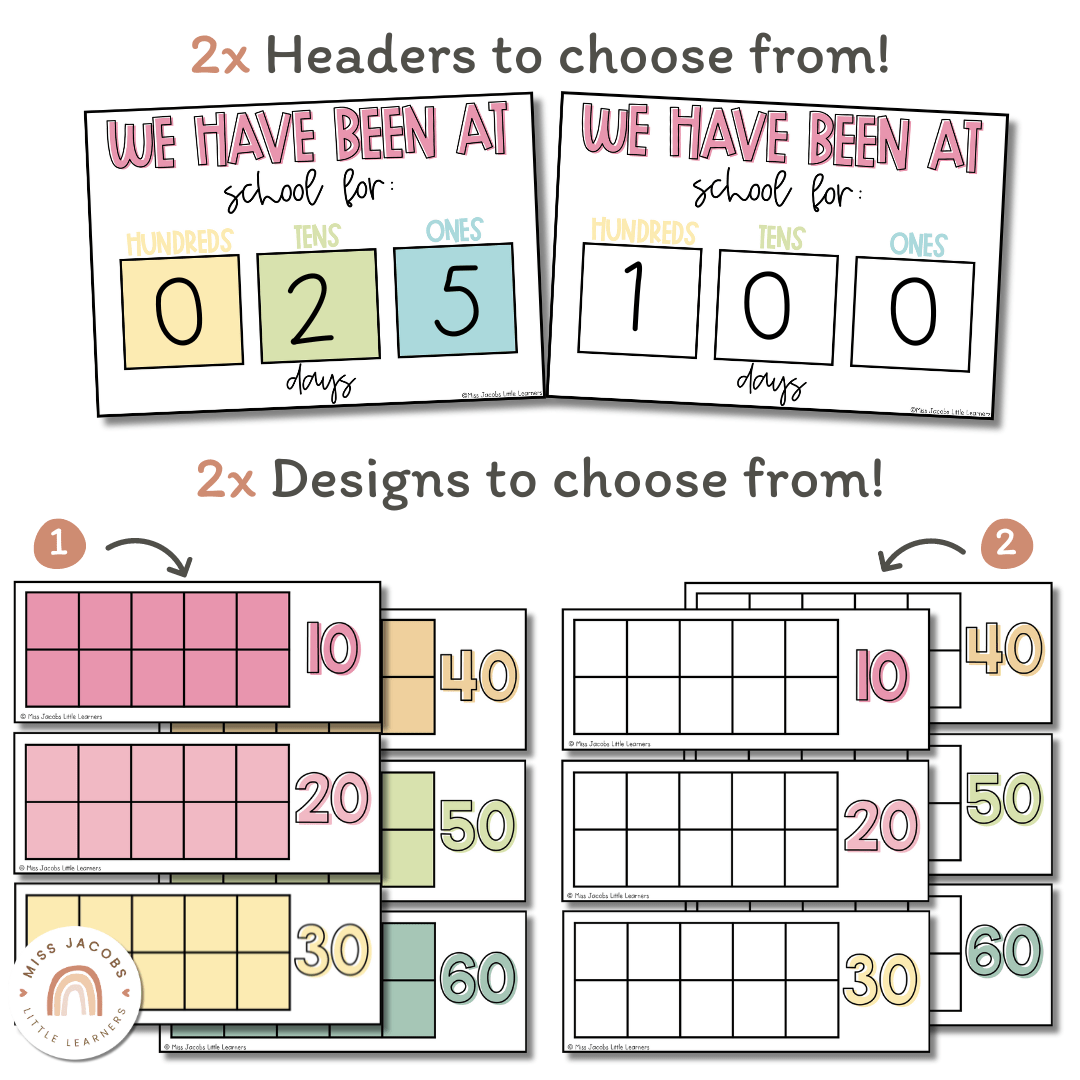Days at School Display | Simple Pastels