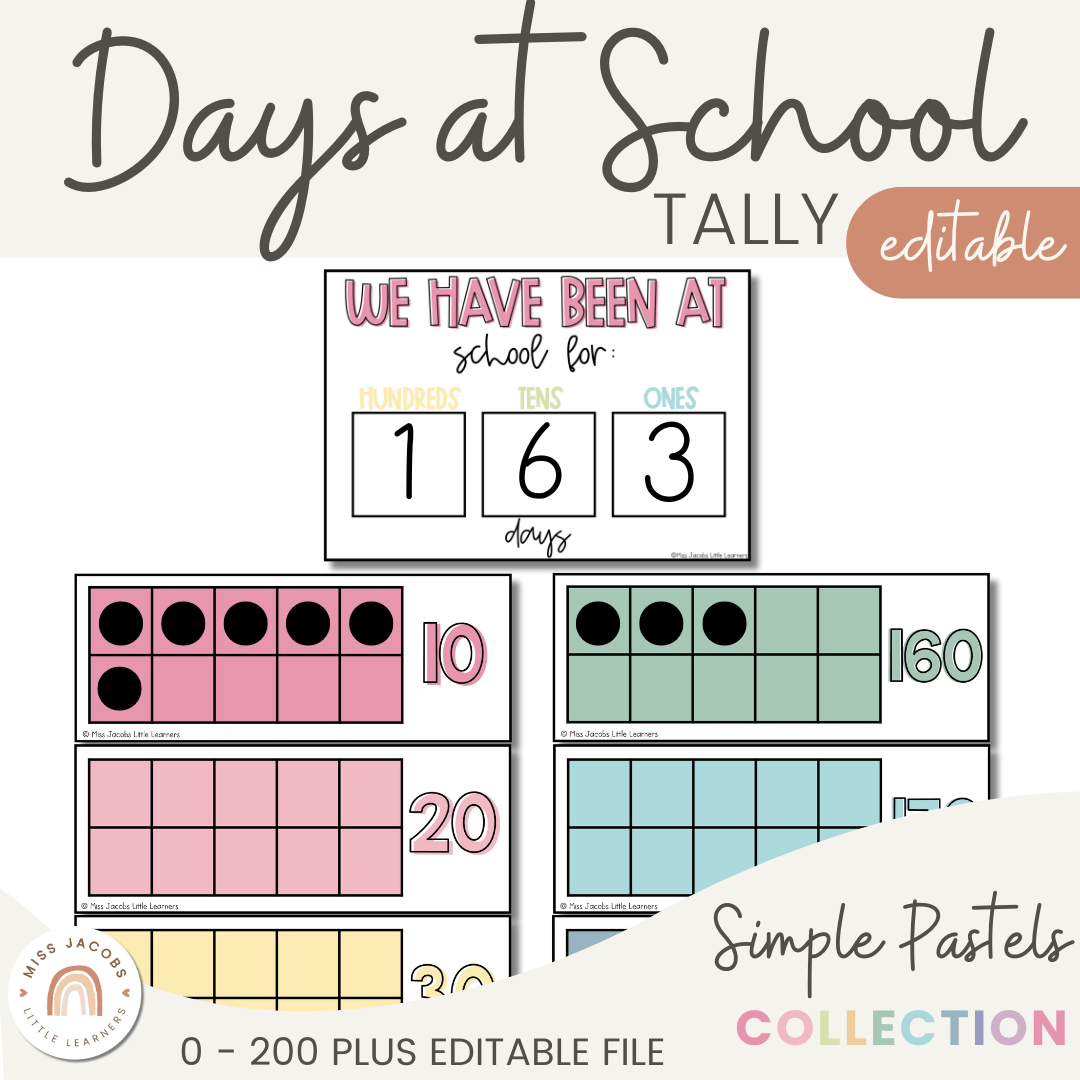 Days at School Display | Simple Pastels