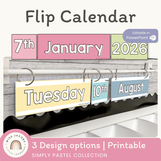 Flip Calendar | Simple Pastels – Miss Jacobs Little Learners
