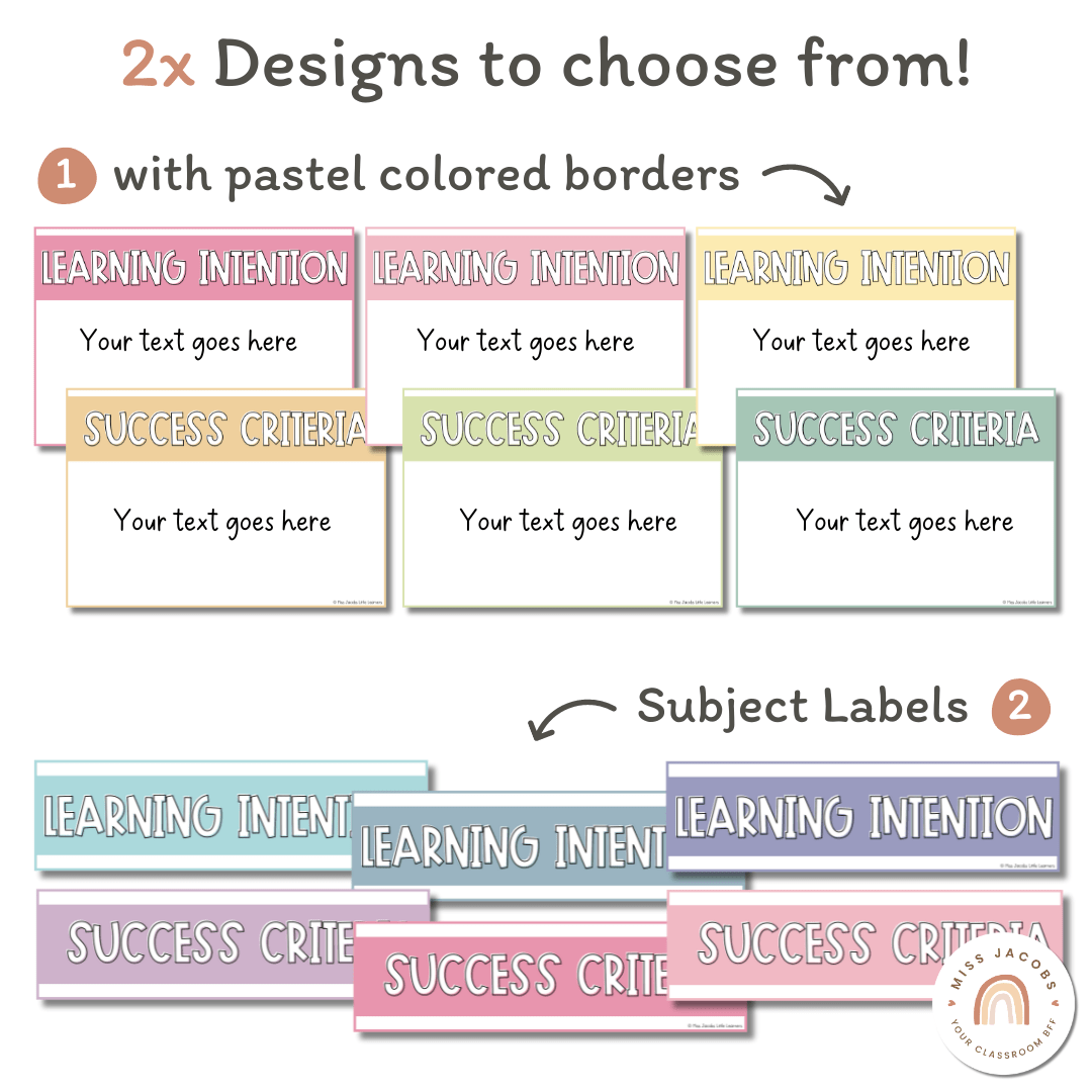 Learning Intentions Posters | Simple Pastels