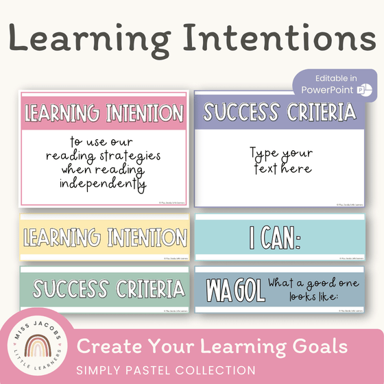 Learning Intentions Posters | Simple Pastels – Miss Jacobs Little Learners