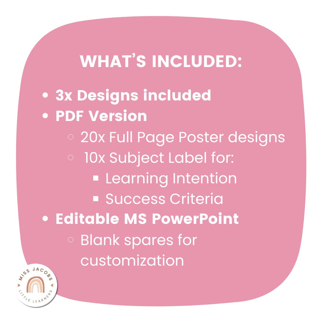 Learning Intentions Posters | Simple Pastels