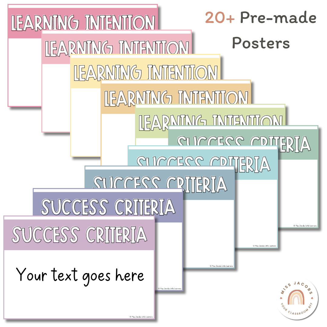 Learning Intentions Posters | Simple Pastels