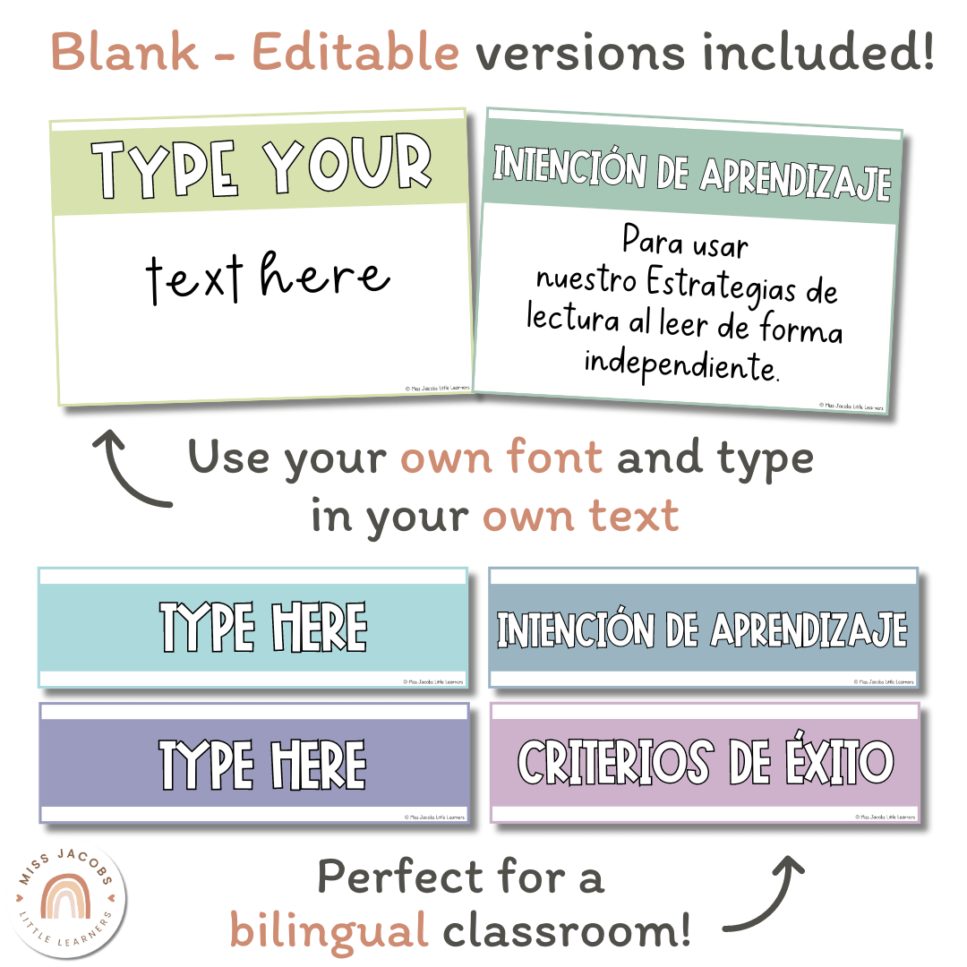 Learning Intentions Posters | Simple Pastels