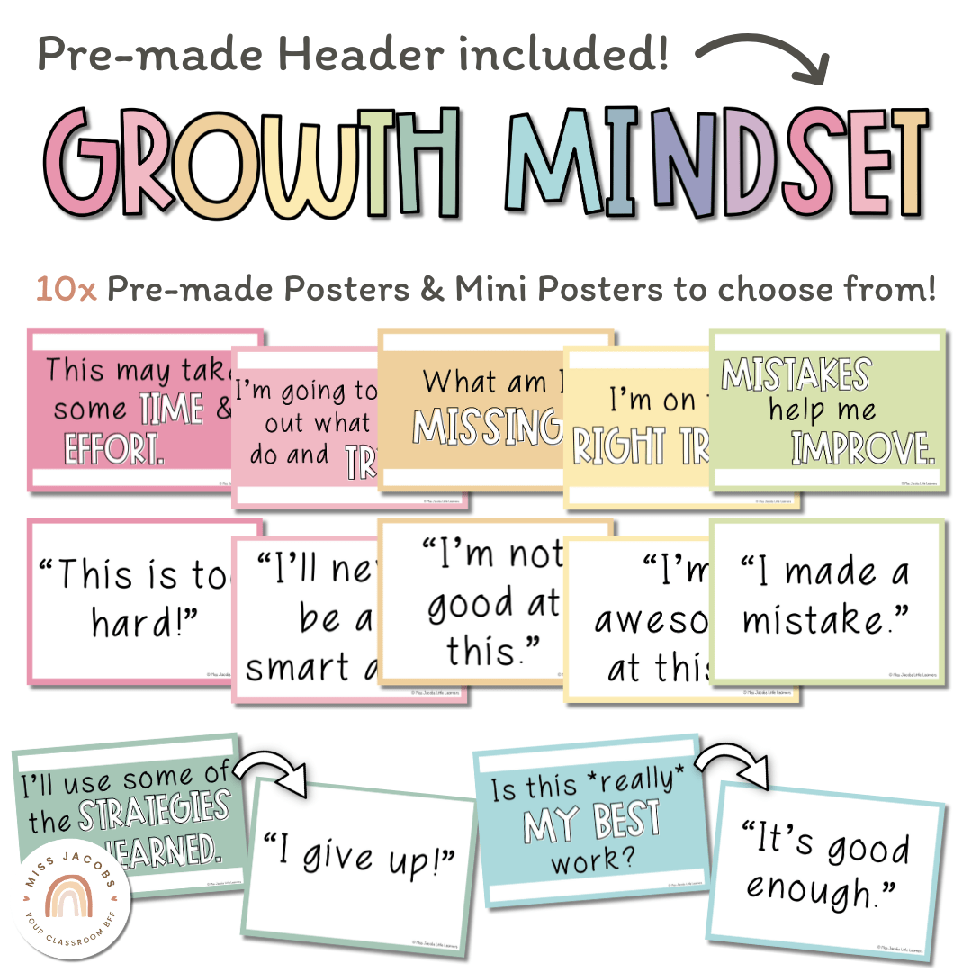 Modern Growth Mindset Display | Simple Pastels