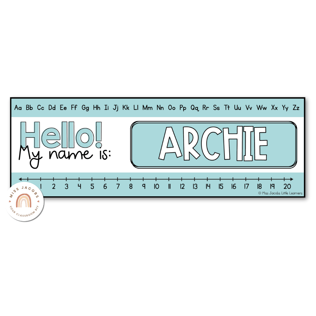 Student Name & Goals Desk Plates | Simple Pastels