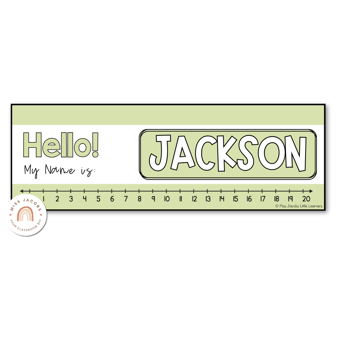 Student Name & Goals Desk Plates | Simple Pastels