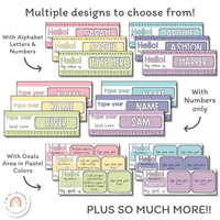 Student Name & Goals Desk Plates | Simple Pastels