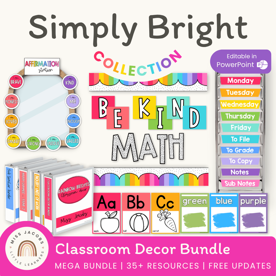 Simply Bright Classroom Decor - Neon Rainbow Colors - Miss Jacobs