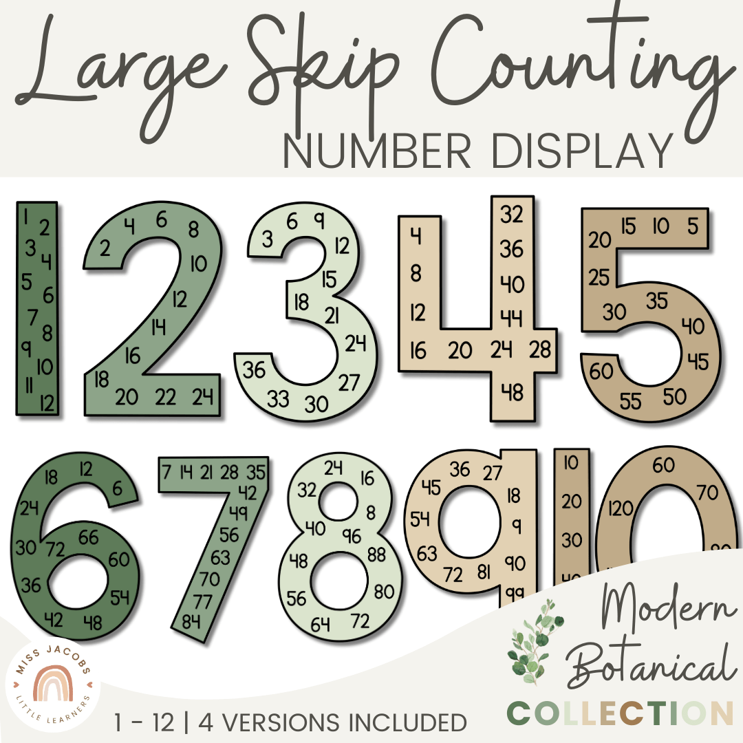 Skip Counting Large Number Display - Modern Botanical Theme - MJLL