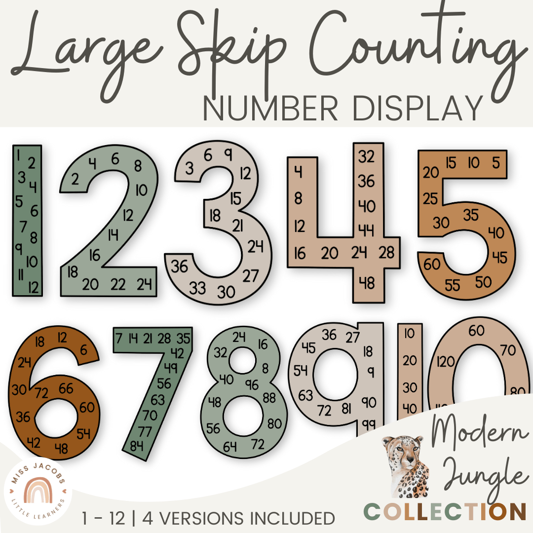 Skip Counting Large Number Display - Modern Jungle Earthy - MJLL