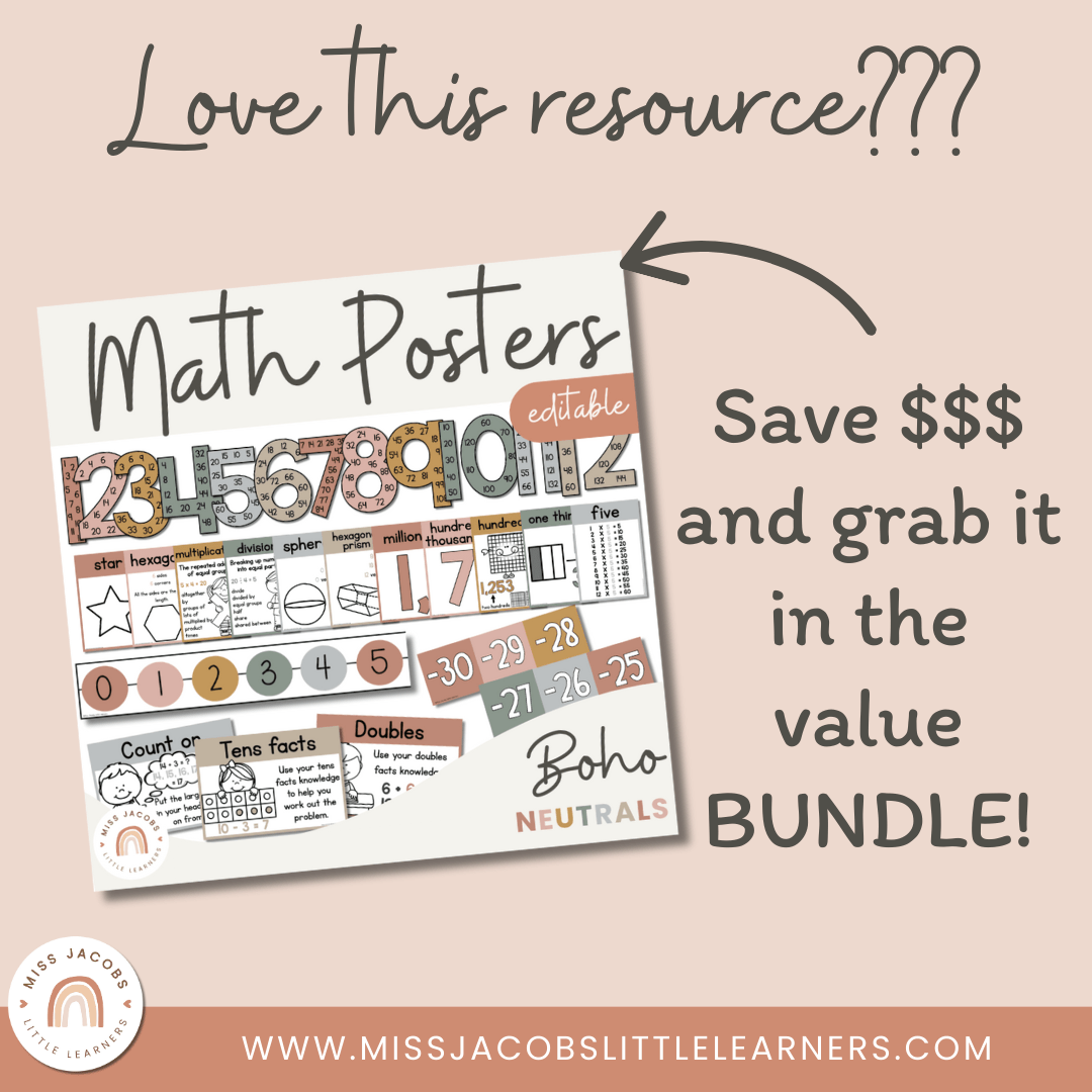 Skip Counting Large Number Display - Boho Neutrals Theme - MJLL