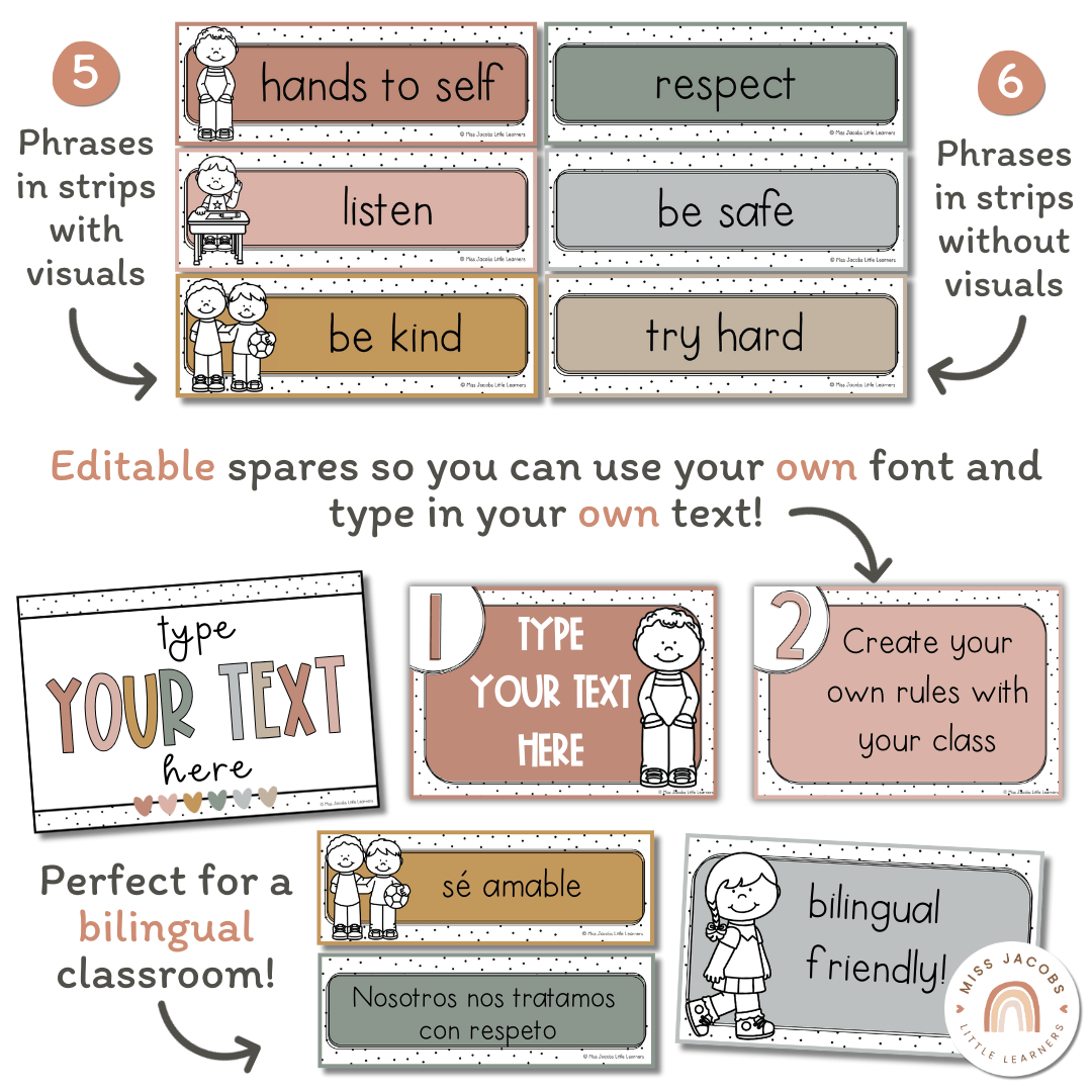 Classroom Rules and Expectations Posters - Spotty Boho Decor - Default ...
