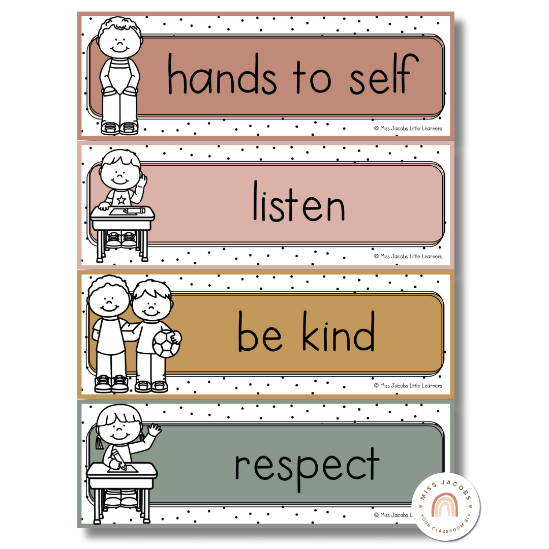Classroom Rules and Expectations Posters - Spotty Boho Decor - Default ...