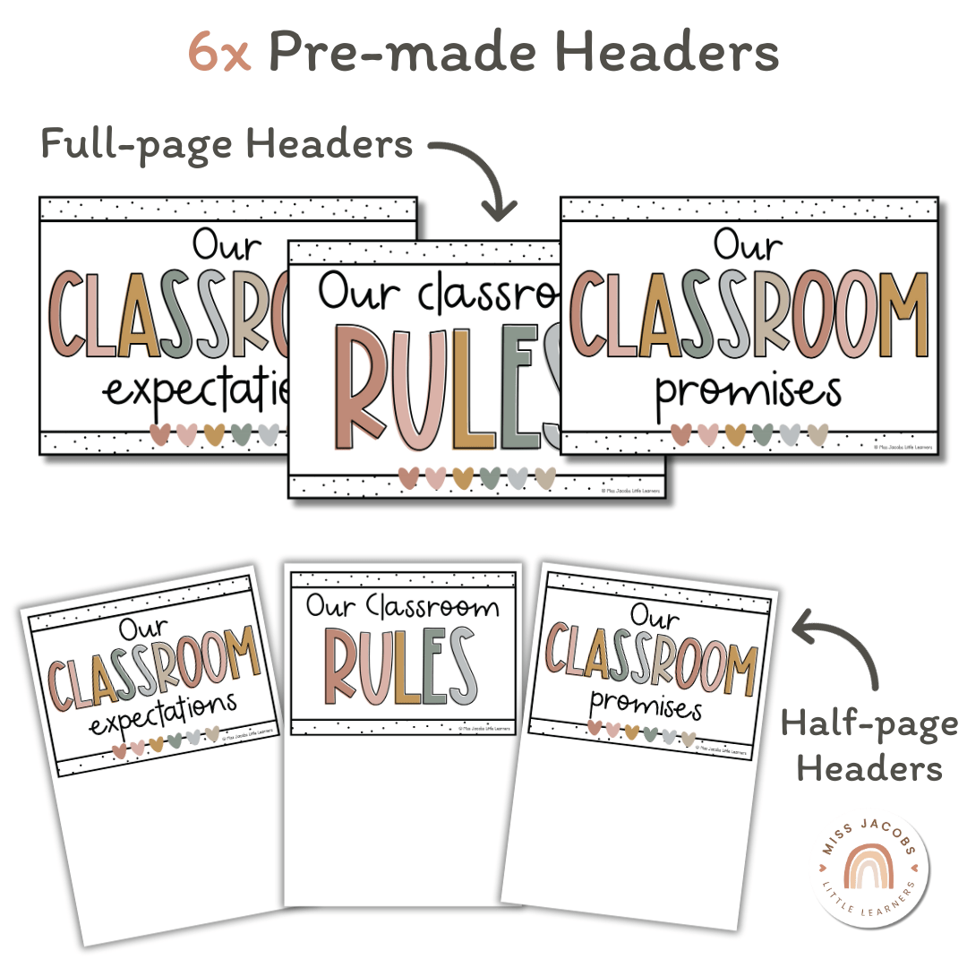 Classroom Rules and Expectations Posters - Spotty Boho Decor
