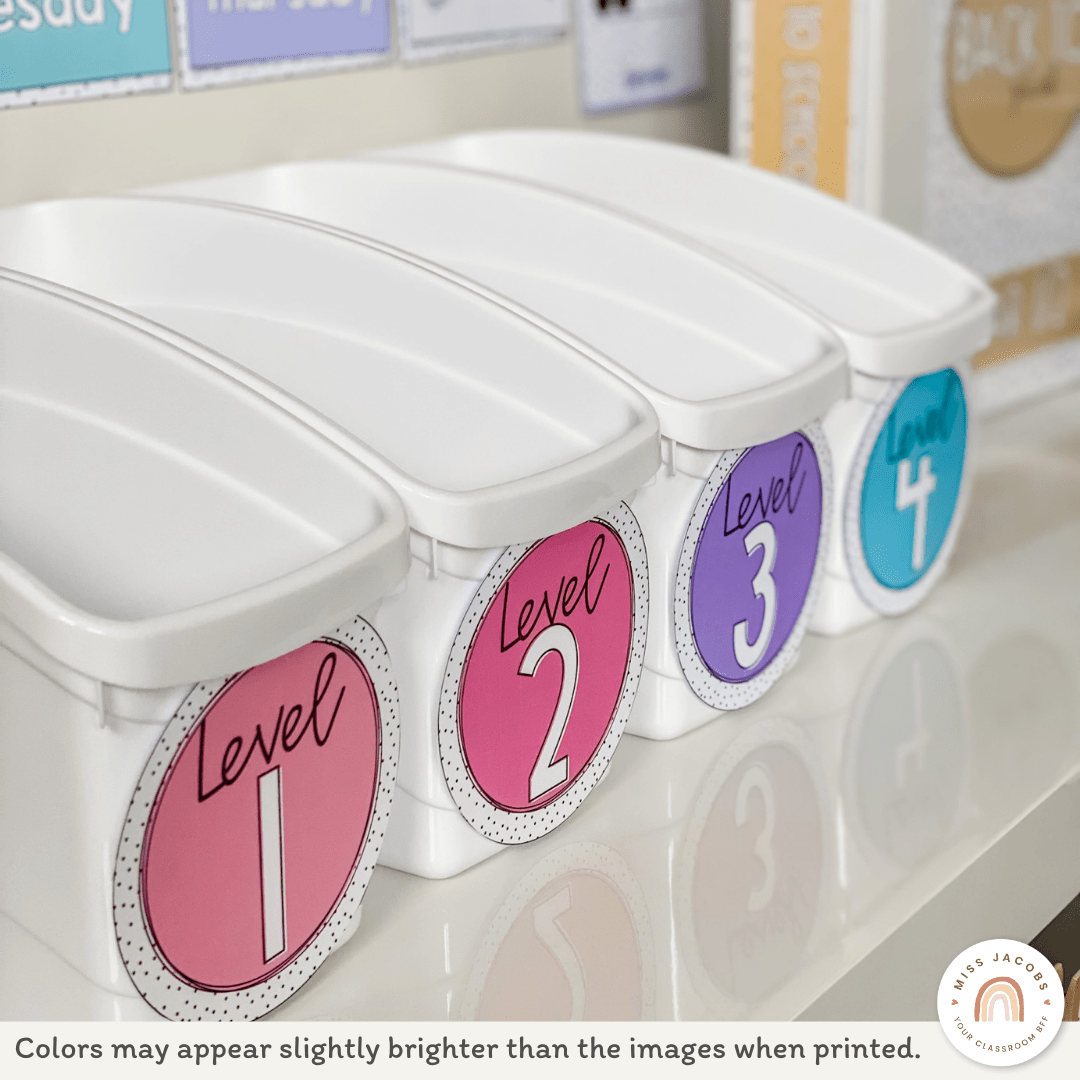 Spotty Bright Classroom Decor - Neon Rainbow Colors - Miss Jacobs