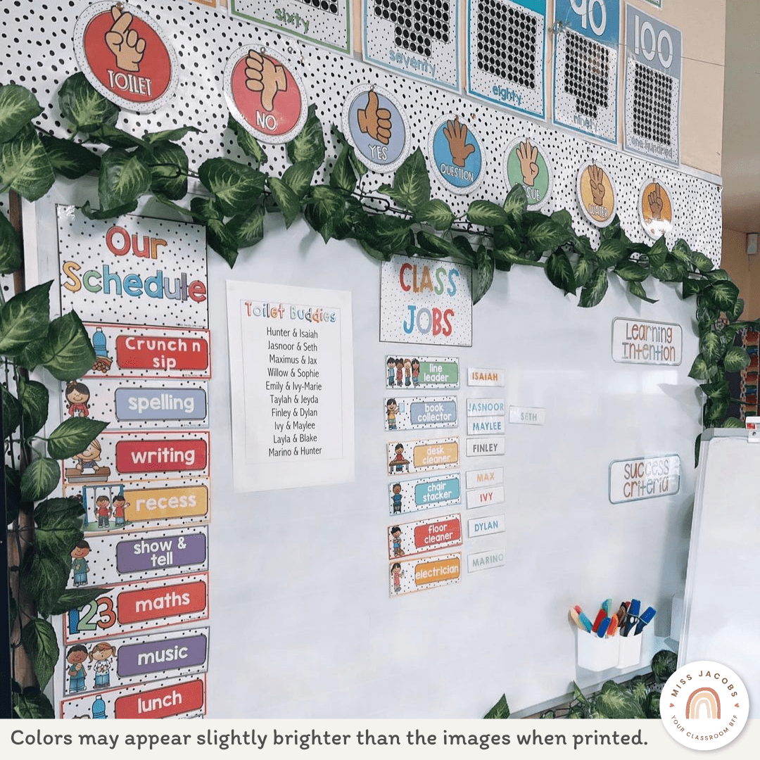 Spotty Bright Classroom Decor - Neon Rainbow Colors - Miss Jacobs