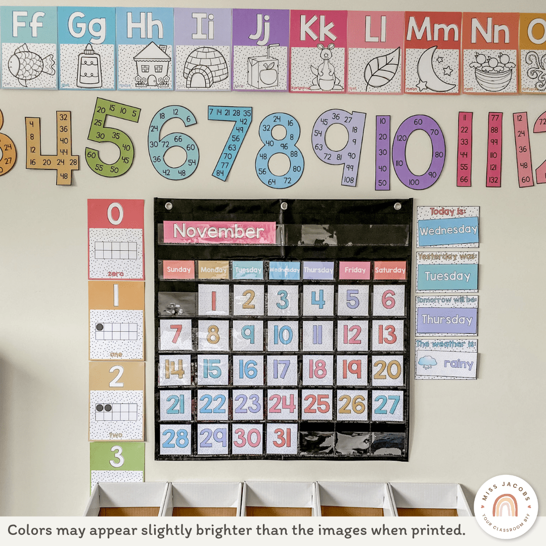 Spotty Bright Classroom Decor - Neon Rainbow Colors - Miss Jacobs