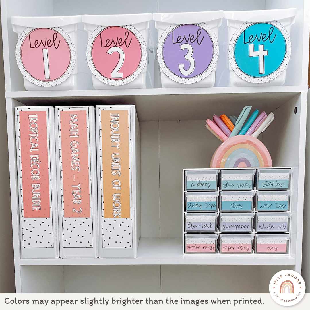 Spotty Bright Classroom Decor - Neon Rainbow Colors - Miss Jacobs