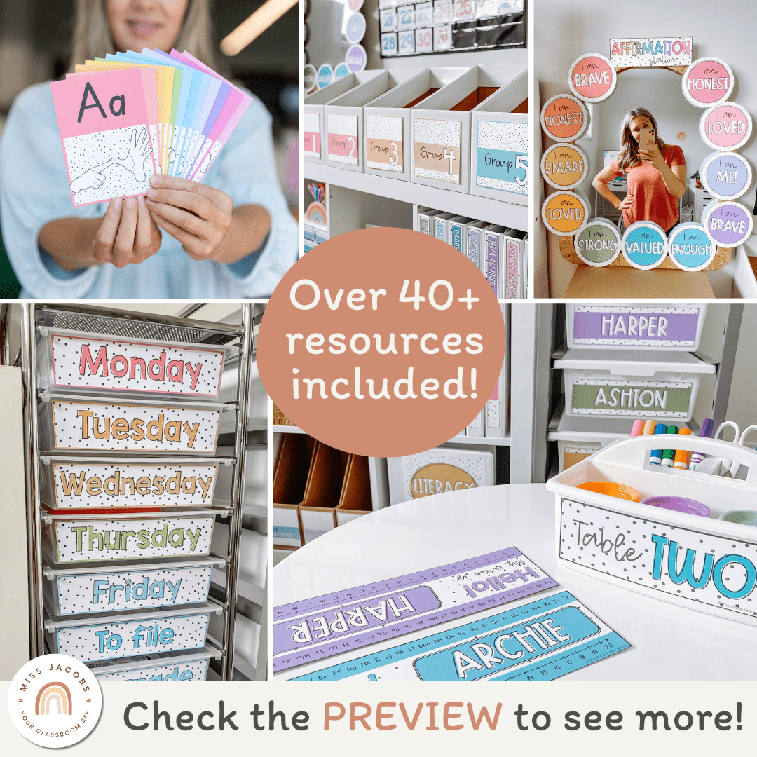 Spotty Bright Classroom Decor - Neon Rainbow Colors - Miss Jacobs