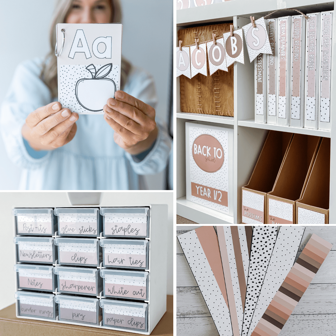 Spotty Neutrals Classroom Decor - Muted Tones - Miss Jacobs