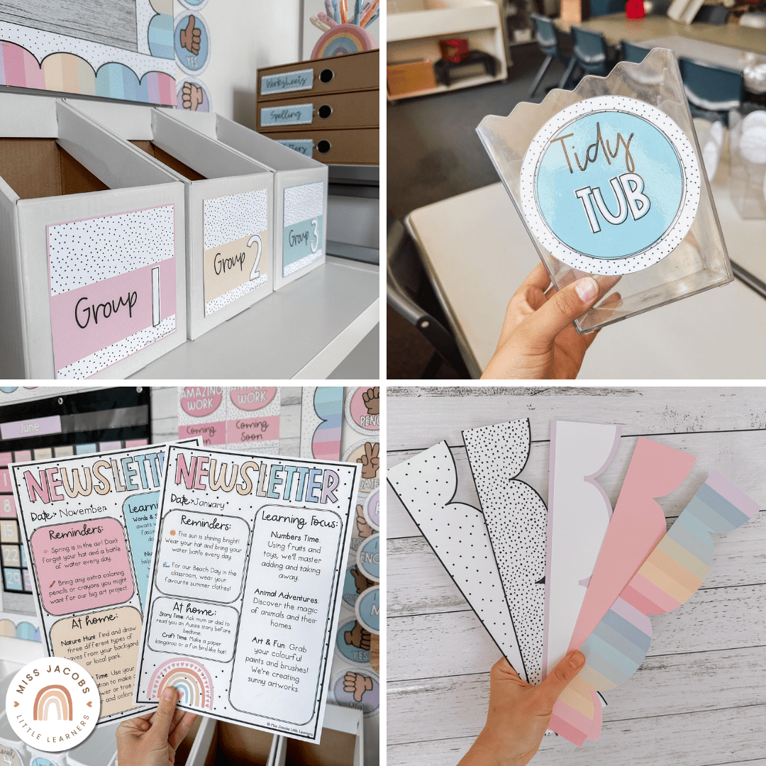 Spotty Pastel Classroom Decor - Muted Rainbow Colors - Miss Jacobs
