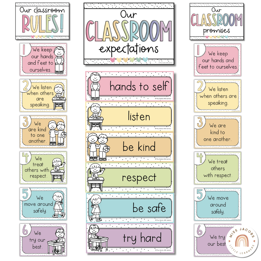 Classroom Rules and Expectations Posters - Spotty Pastel - MJLL ...