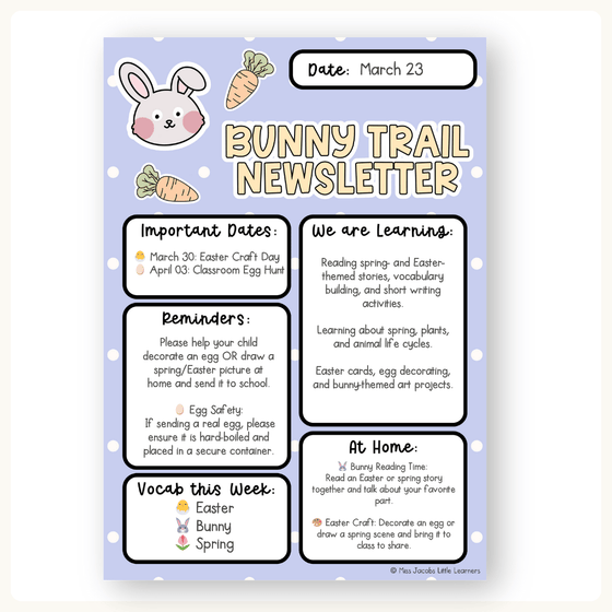 Spring and Easter Newsletters Templates - Miss Jacobs – Miss Jacobs ...