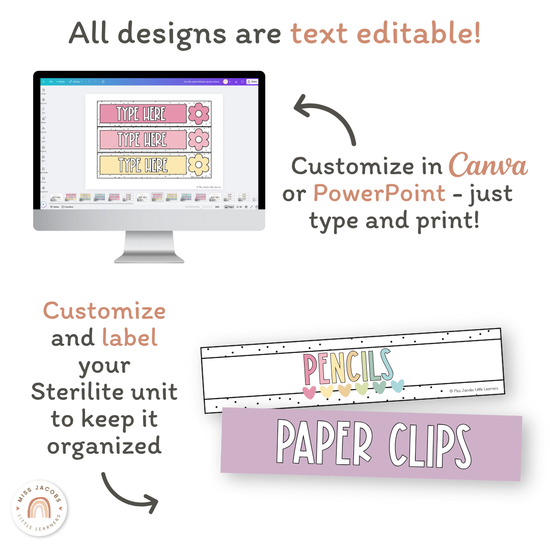 Sterilite 3-Drawer Labels - Spotty Pastel Theme - Miss Jacobs