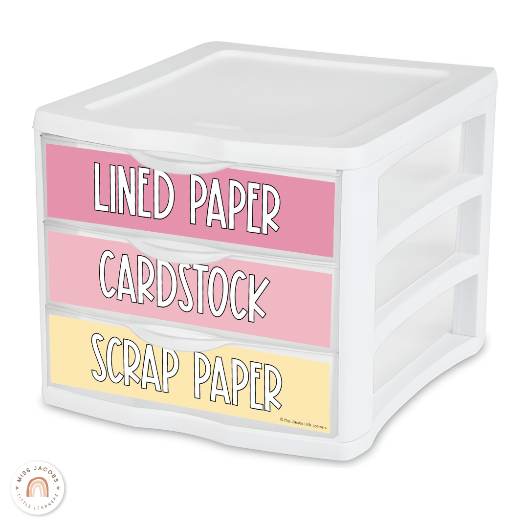 Sterilite 3-Drawer Labels - Spotty Pastel Theme - Miss Jacobs