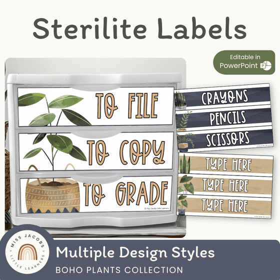 Sterilite Labels | Rustic Boho Plants – Miss Jacobs Little Learners