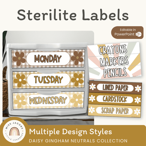 Sterilite Labels | Daisy Gingham Neutrals – Miss Jacobs Little Learners