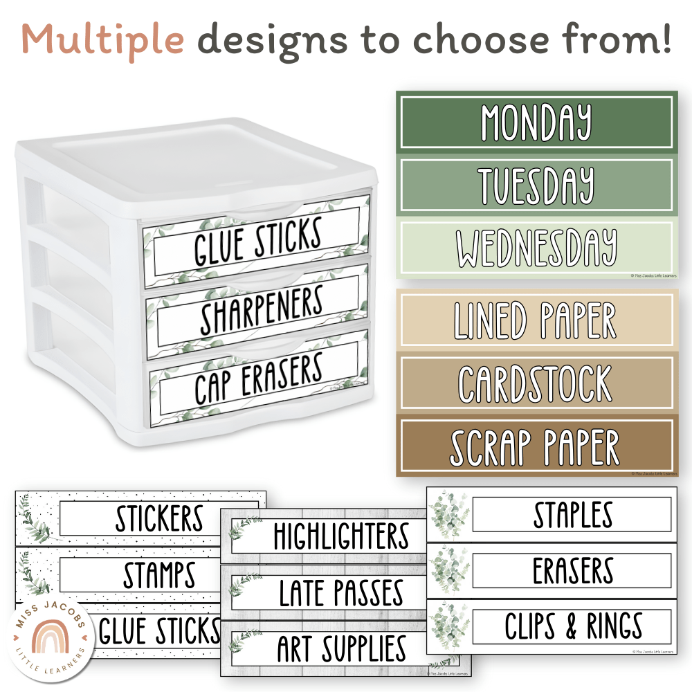 Sterilite Drawer Labels - Modern Botanical Theme - Miss Jacobs
