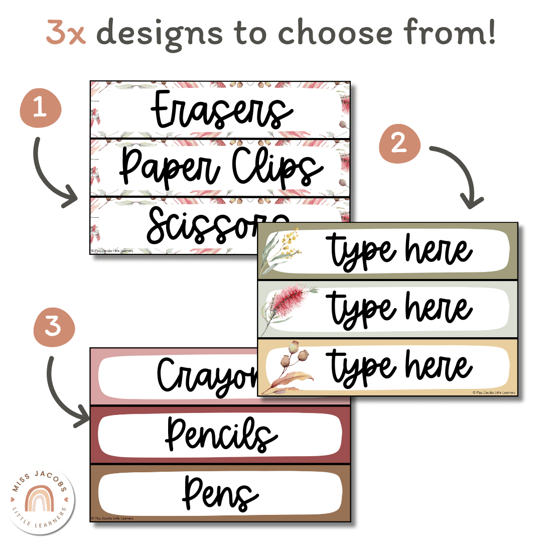 Sterilite Drawer Labels - Australiana Classroom Theme - MJLL