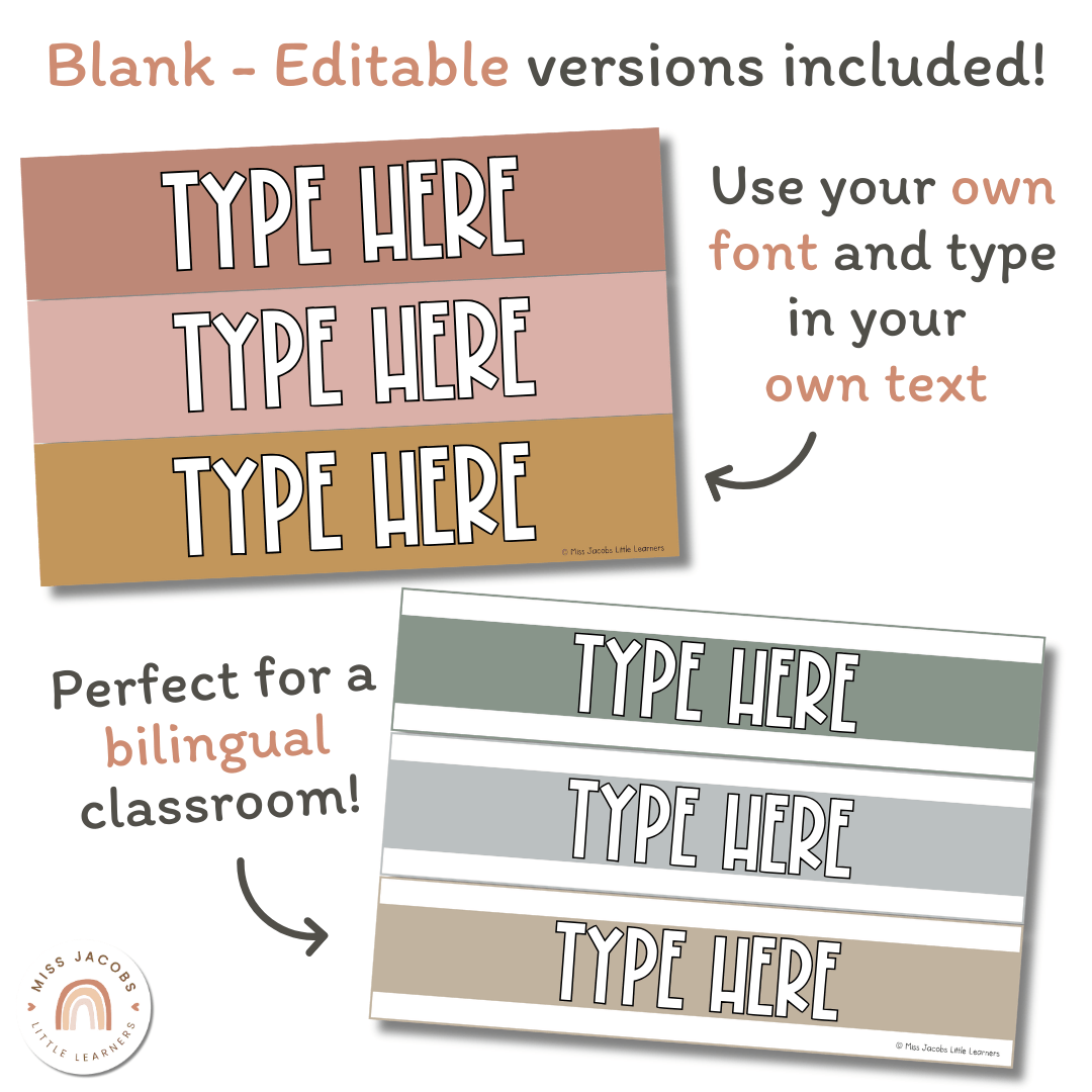 Sterilite Drawer Labels - Boho Rainbow Neutrals Classroom Theme - MJLL