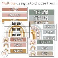 Sterilite Drawer Labels - Boho Rainbow Neutrals Classroom Theme - MJLL