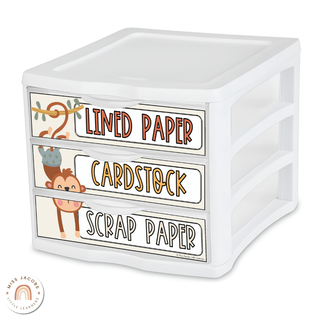 Sterilite Labels | Cute Jungle Animals