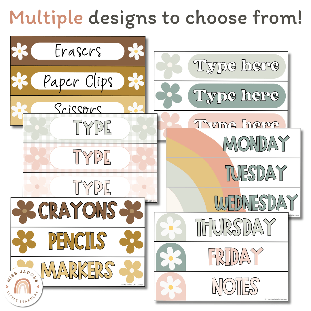 Sterilite Labels | Daisy Gingham Neutrals