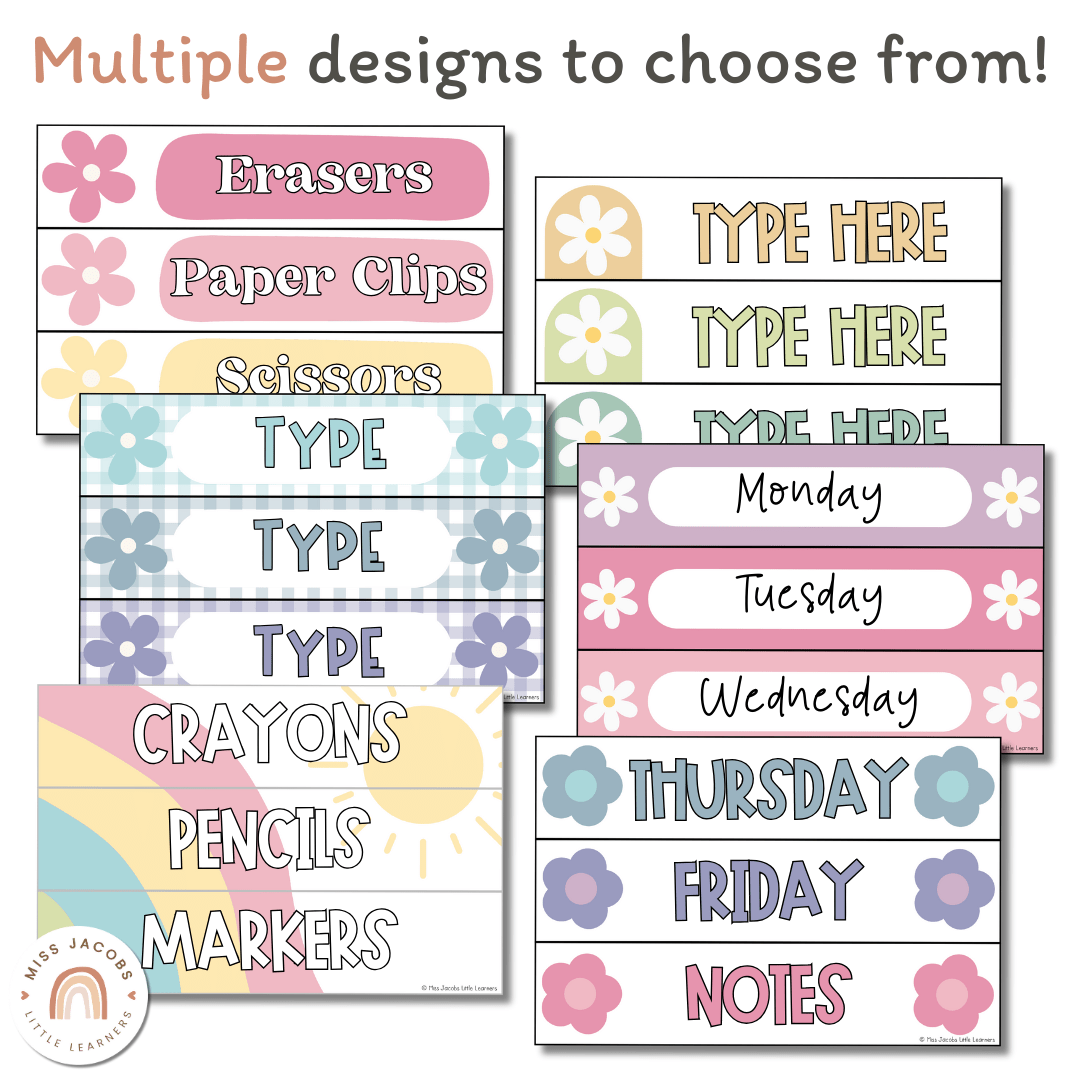 Sterilite Labels | Daisy Gingham Pastels
