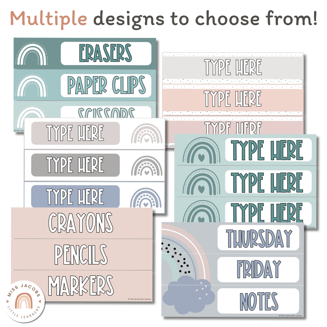 Sterilite Labels | Modern Rainbow Calm Colors