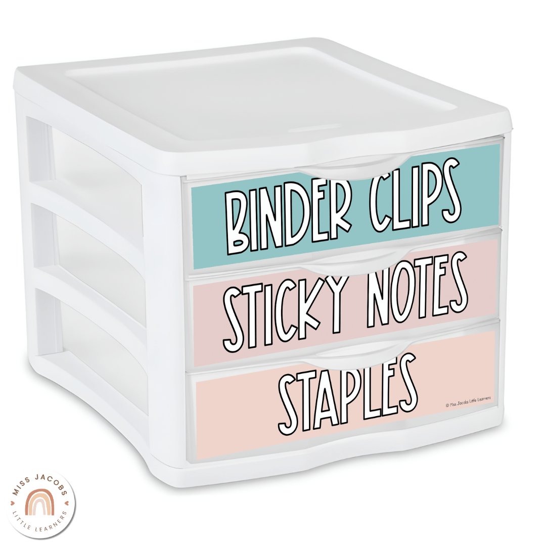 Sterilite Labels | Modern Rainbow Calm Colors